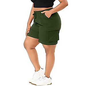 Eytino Womens Plus Size Summer Cargo Shorts Stretch Walking Shorts Lightweight Running Golf Shorts with 4 Pockets,2X Green
