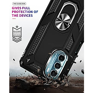 Dzxouui for Moto G 5G 2022 Case with Glass Screen Protector, Military Grade Shockproof Cover Full Body Protection Hard Phone Cases Built-in Magnetic Kickstand for Motorola G 5G 2022 - Black