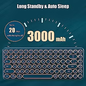 TISHLED Typewriter Keyboard Wireless 2.4GHz/Bluetooth/USB-C Wired Mechanical Gaming Keyboard with Gold LED Backlit 84-Key NKRO Hot Swappable Green Switches Retro Round Keycaps for Multi-Device