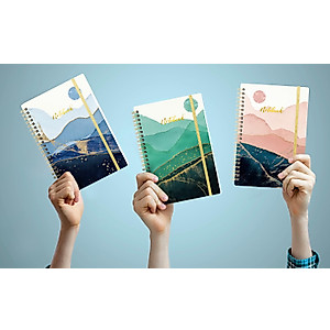 Bushypushy Spiral Notebook - 3 Pack A5 Lined Notebook Journal for Women, Spiral Journal 5.7" x 8.4", 160 Pages, College Ruled Writing Notebook with Back Pocket, 100gsm Paper, for Office & School