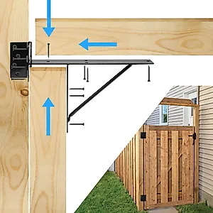 Heavy Duty Fence Gate Kit Gate Hardware Iron No-Sag 2x4s Adjustable for Wooden Fence Gate Windows Shed Doors