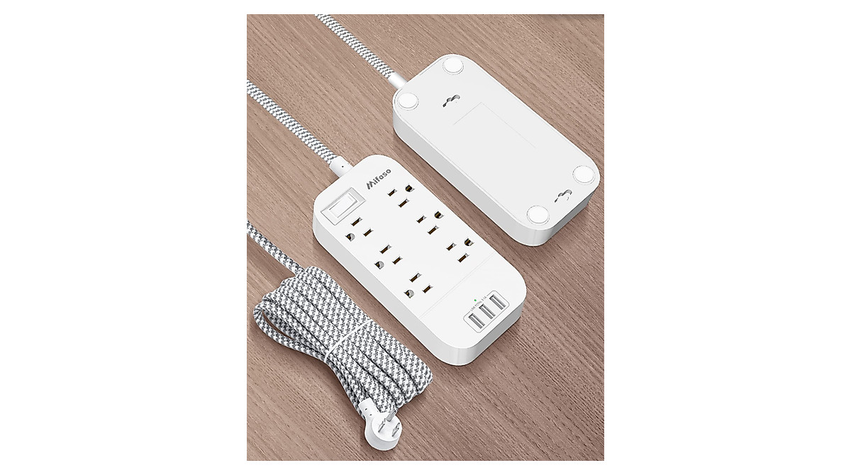 10 FT Power Strip with USB Ports & Overload Protection
