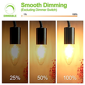 ROMANJOY F15 Dimmable LED Light Bulbs Led Porch Light Bulb 8W Equivalent 80W 2700K Warm White E26 Edison Vintage Bulb Flame Wrinkle Clear Glass Cover for Chandelier Lamp Ceiling Fan,4-Pack…