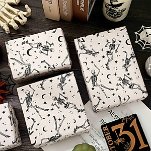 Whaline 100 Sheets Halloween Tissue Paper Dancing Skeleton Gift Wrapping Paper Decorative Art Paper for Home Party DIY Crafts Supplies, 14 x 20 Inch
