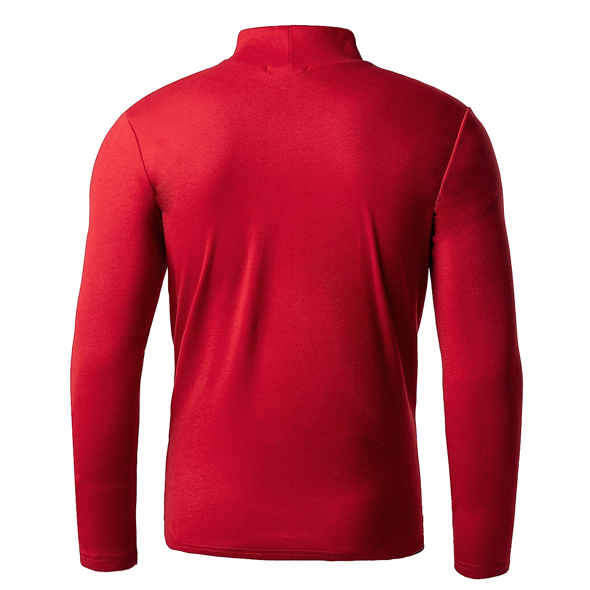 Derminpro Men's Slim Fit Mock Turtleneck T-Shirts Knit Long Sleeve Thermal Pullover Red Medium