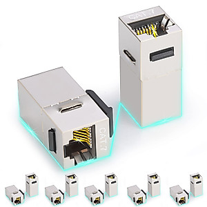 Rapink RJ45 Coupler Keystone Jack Cat7 10G Support, Cat7 Female Keystone STP 12 PCS for Wall Plate and Patch Panel, Shielded Rj45 Jack Gold Plated for Cat7, Cat6, Cat6A, Cat5e, Cat5 Cabling