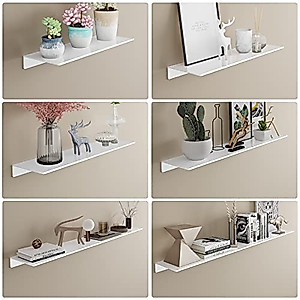 Veefos Floating Shelf Bathroom Shelf Wall Mounted, Metal Small Wall Shelf Bathroom Storage Shelf Bathroom Organizer for Vanity, Aluminum, White(1 Pack, 11.6 inch)