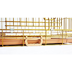 HOMEY PET Gold Color Folding Design Dog Crate Puppy Kennel with Removable Floor Grid and Pull Out Tray