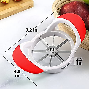 Zulay 8 Blade Apple Slicer and Corer - Easy Grip Apple Cutter With Stainless Steel Blades - Fast Usage Apple Corer And Slicer Tool That Saves Time & Effort (Cherry Red & White)