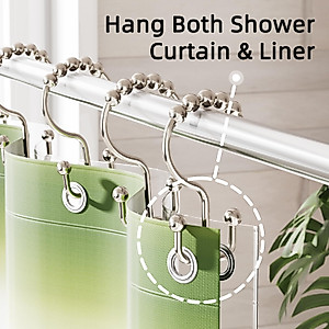 Amazer Shower Curtain Rings, Rust-Resistant Metal Double Shower Hooks for Curtain Rolling Shower Curtain Hooks Rings Shower Rings for Bathroom Shower Curtain Rod , Nickel, Set of 12 Rings