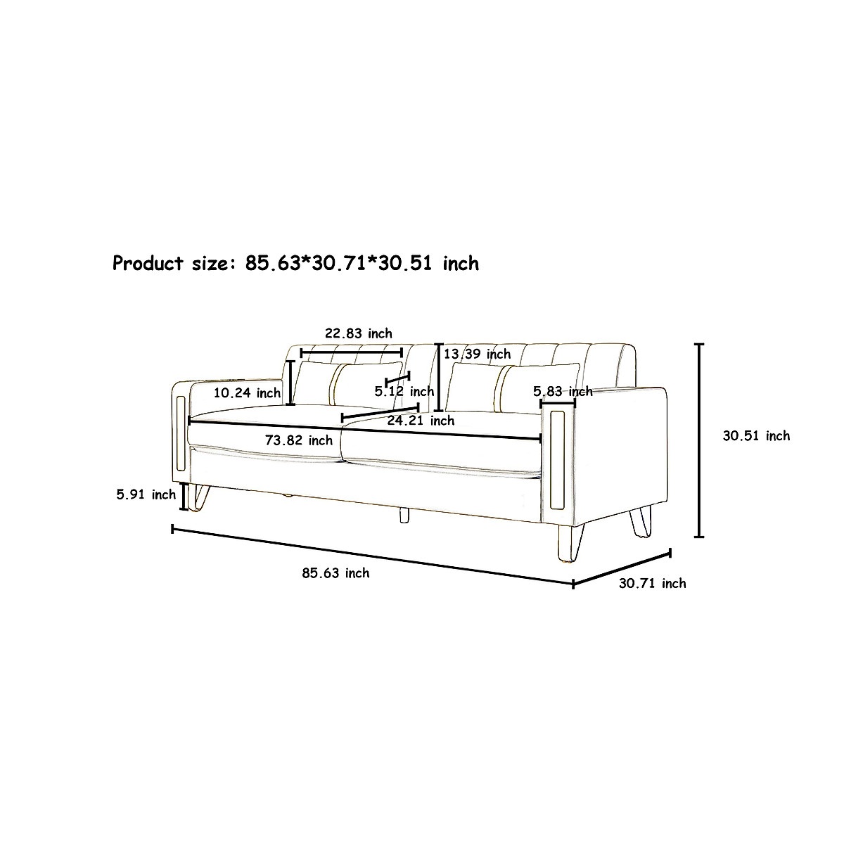 STORFENBOR Beige Sofa Couch, Velvet Modern Sofa for Living Room with Gold Metal Legs, Luxury Comfy Couch for Bedroom, Office, Large Small Space