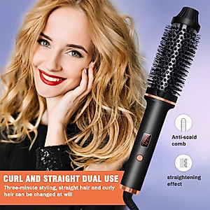 AIKO Thermal Brush for Blowout Look, 1.25 Inch Ceramic Tourmaline Ionic Heated Round Brush for Smooth, Natrual and Voluminous Curls, Digital Display, Fast Heat-Up, Dual Voltage, Travel Friendly