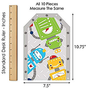 Big Dot of Happiness Gear Up Robots - Hanging Vertical Paper Door Banners - Birthday Party or Baby Shower Wall Decoration Kit - Indoor Door Decor