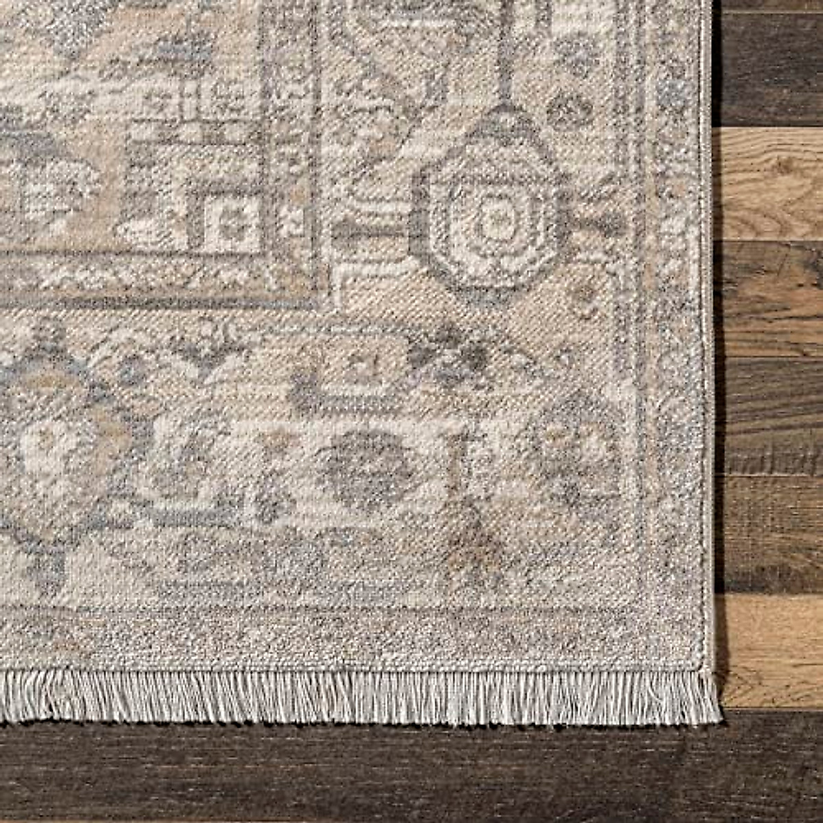 nuLOOM Harriet Vintage Medallion Fringe Accent Rug, 2' x 3', Silver