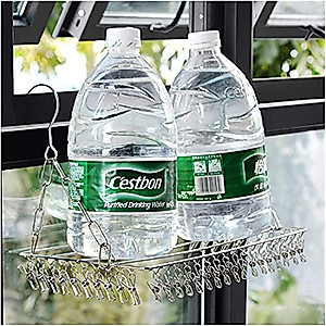 ZyHMW Clothes Airer 100 Clips Large Balcony Folding Shoe Drying Rack Stainless Steel Laundry Towel Storage Capacity Convenient Clothes Airer, Clothes Airer (Color (Color