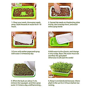 EBaokuup 10Pcs Seed Sprouter Tray with Drain Holes - BPA Free Seed Garden Plant Germination Propagation Trays, Soil-Free Wheatgrass Tray Sprouter Microgreens Growing Kit with Germinating Paper