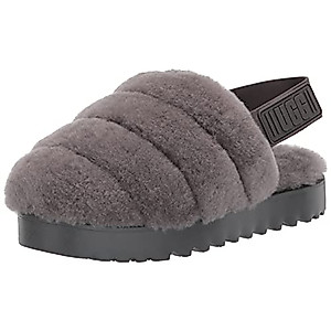 UGG Women's Super Fluff Slipper, Charcoal, 10