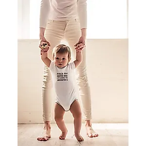 CBTwear Pack My Diaper Bag, I'm Going To Grandma's House - Funny One-piece Infant Baby Bodysuit (6 Months, White)