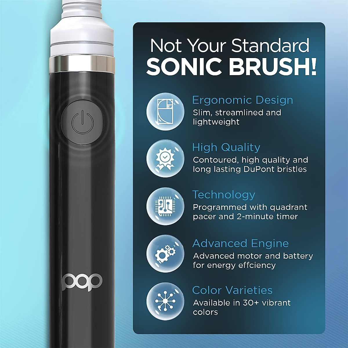 3-Pack Pop Sonic Electric Toothbrush (Rose + Black + Bubble) - Travel Toothbrushes w/AAA Battery | Kids Electric Toothbrushes with 2 Speed & 15,000-30,000 Strokes/Minute, Dupont Nylon Bristles