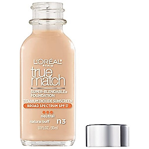 L'Oreal Paris Makeup True Match Super-Blendable Liquid Foundation, Natural Buff N3, 1 Fl Oz,1 Count