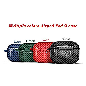 Case for AirPods Pro 2nd Generation Case Cover 2022 New, Carbon Fiber Skin Full Protective Shockproof Case for Men Women, Slim TPU case with Keychain and Lanyard (Red)