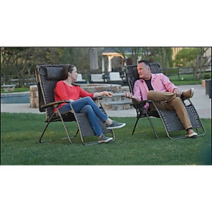 Bliss Hammocks GFC-467XWGB Wide XXL Zero Gravity w/Canopy, Pillow, & Drink Tray Folding Outdoor Lawn, Deck, Patio Adjustable Lounge Chair, 360 lbs, Weather Resistant, Green Banana Leaf, 33-Inch