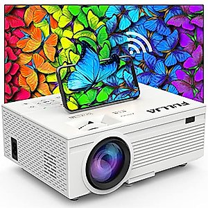 FULLJA WiFi Projector 1080P Small Bluetooth Movie Projector - Outdoor Portable Phone Video Projector With Screen Mirroring 8500L Home Theater Projector Compatible With Laptop iOS/Android /HDMI/PS4/VGA