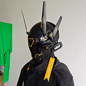 KYEDAY Punk Mask Cosplay for Men and Women, LED Round Light Mask Cosplay Halloween Fit Party Music Festival Accessories (Yellow)