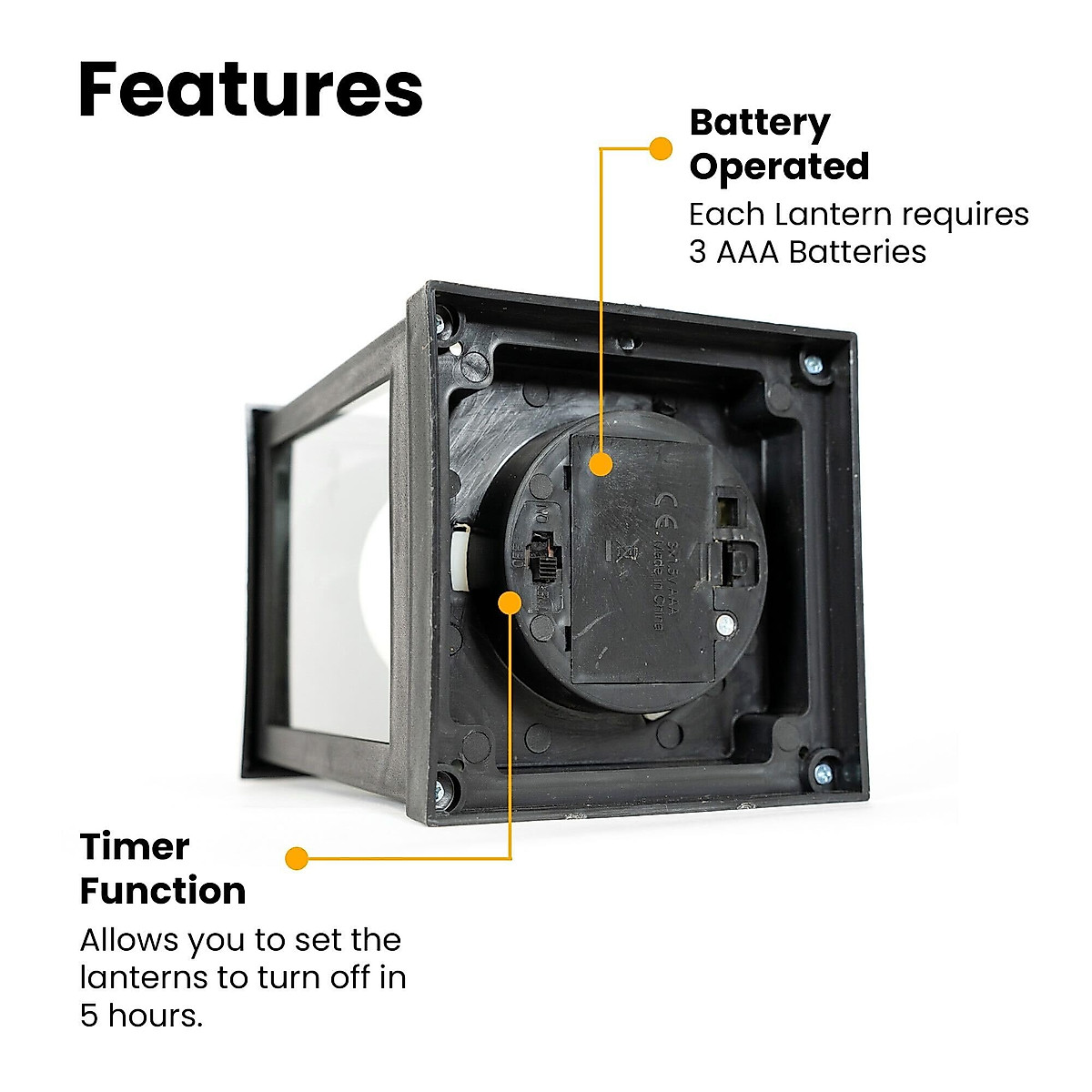 Just in Time for Winter {12 Pc Set} 10" Decorative Lanterns with Flameless LED Lighted Candle, 5 Hr Timer, Antique Look Indoor Outdoor Home, Garden, Weddings - Black. Includes Bonus String Lights!