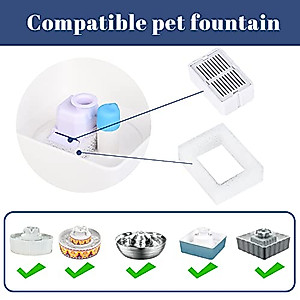 pet k9 Pet Fountain Replacement Filter-8 Activated Carbon Filters, 2 Foam Filters, Compatible with Ceramic and Stainless Steel Fountain, White