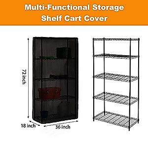 Storage Shelf Cart Cover,Waterproof Storage Shelving Unit Cover Protective Storage Rack Dust Cover Fits up to 4-5 Tier Multipurpose Shelf Warehouse Basement Kitchen Living Room (36 x 18 x 72 Inch)
