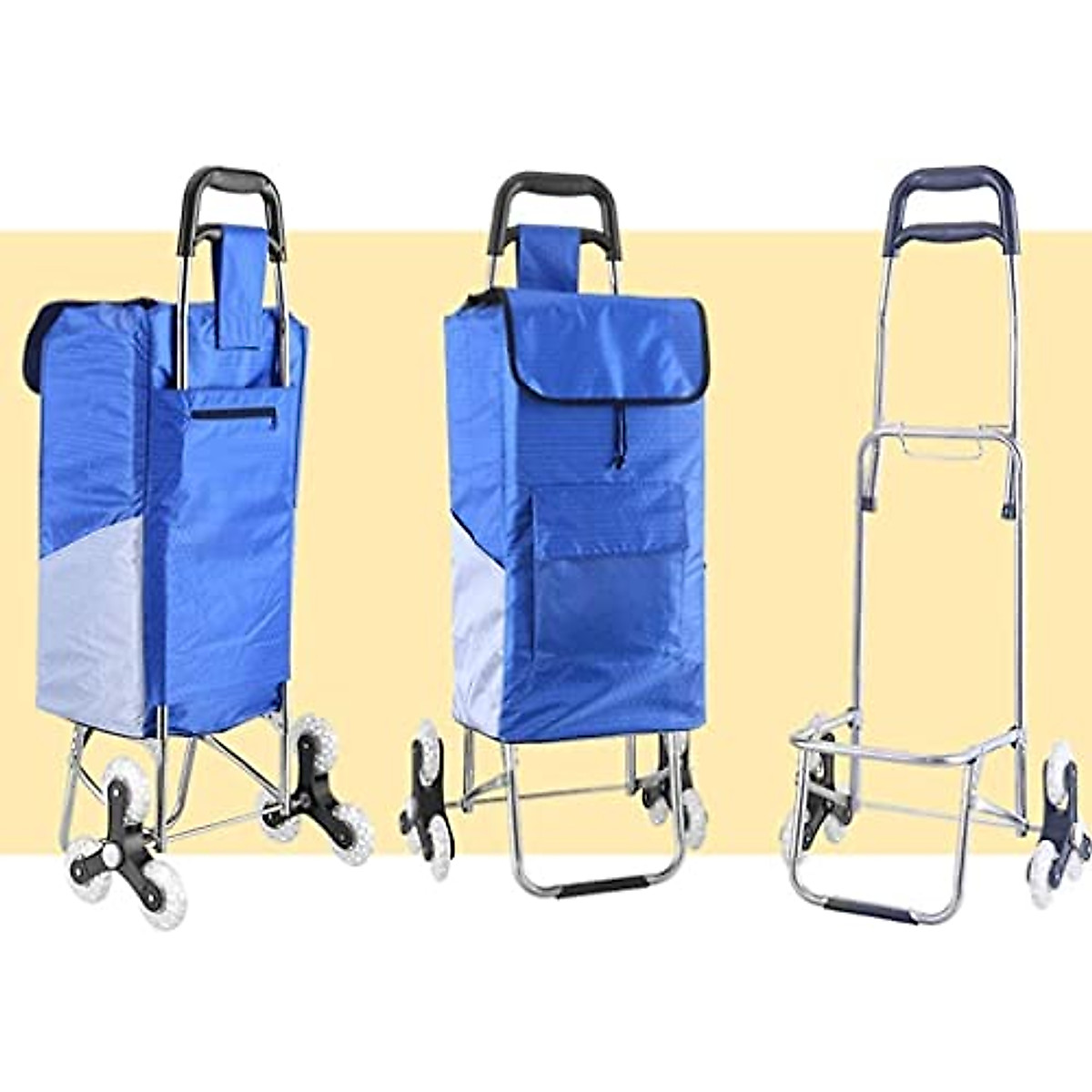 Shopping Trolley on Wheels Multi Function Shopping Cart Fashion Folding Portable Luggage Small Trailer Labor-Saving Large Capacity Stainless Steel Rod Storage Hand Trucks,B ,