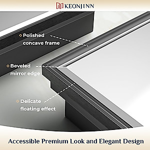 Keonjinn 21" x 27" Black Bathroom Medicine Cabinets with Mirror, Recessed or Surface Wall-Mounted Aluminum Alloy Metal Framed Beveled Mirror, Single Door Farmhouse Bathroom Mirror with Storage Cabinet