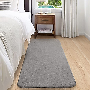 Color&Geometry Bedroom Rugs for Bedside Super Soft, Rugs for Bedroom Dorm Kids Room, Bedroom Runner Rug Non Slip for Hallway, Low Pile Floor Carpet Rugs for Living Room, 2X5.2ft Grey