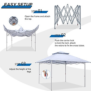 MASTERCANOPY Pop-Up Canopy Tent 13x13 Instant Shelter Outdoor Canopy with Wheeled Bag (White)