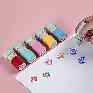 Stamp Joy - 6 Self-Ink Flash Stamp Set, Multicolor Teacher Stamps, Office Stationery Stamps, Pre-Inked (Inspiration Set)