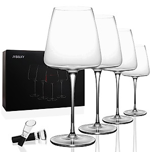 Red wine glasses 19oz Hand Blown Premium Crystal White square wine glass set of 4 Unique Large Wine Glasses Long Stem for men or women Wedding, Anniversary, Christmas