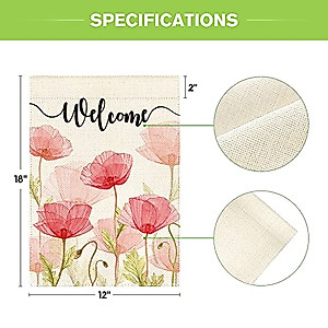 AVOIN colorlife Corn Poppies Garden Flag 12x18 Inch Double Sided Outside, Spring Memorial Floral Welcome Yard Outdoor Flag