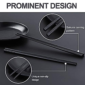 GADIEDIE Chopsticks10 Pairs Reusable Fiberglass Chopsticks,Non-Slip Chopsticks,Beginners Chopsticks,Dishwasher Safe,for Chinese style Japanese Food Cooking Chopsticks(9.5"Black cherry blossom)