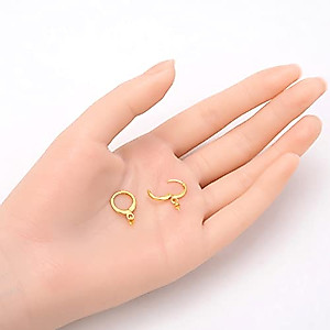 20pcs Adabele Hypoallergenic Tarnish Resistant 14mm (0.55 Inch) Gold Round Leverback Huggies Earring Hooks with 3mm Secure Screw Eye Peg Bail BF265