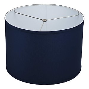 FenchelShades.com 16" Top Diameter x 16" Bottom Diameter 11" Height Cylinder Drum Lampshade USA Made (Navy Blue)