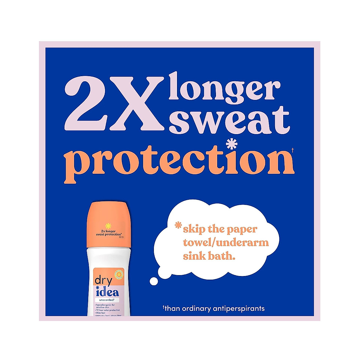 Dry Idea Anti-Perspirant Deodorant Roll-On Unscented, 3.25 Fl Oz (Pack of 3)