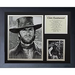 Clint Eastwood- Western Television and Acting Icon Collectible | Framed Photo Collage Wall Art Decor - 12"x15" | Legends Never Die