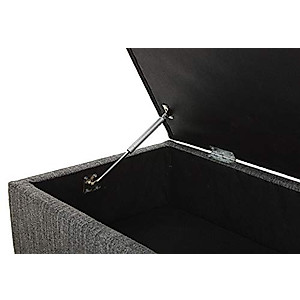 Amazon Brand – Rivet Maple Channel Tufted Upholstered Rectangular Storage Ottoman with a Soft-Close Hinge, 45.3"W, Dark Grey