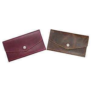 Hide & Drink, Triple Card Wallet, Holds Up to 3 Cards Plus Flat Bills & Coins, Cash Organizer, Zippered Pouch, Accessories, Full Grain Leather, Handmade, Sangria