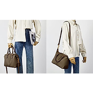 Leather Top Handle Tote Handbags For Women Medium Satchel Purse With Shoulder Straps (2-Brown)