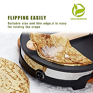 Prowithlin 4 Piece Crepe Spreader and Spatula Set, Crepes Maker Made Of 100% Natural Beech Wood, 12" Crepe Spatula and 4.7" Crepe Spreader, Crepe Pan Dosa Pan Accessories Crepe Tools