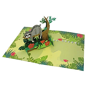 Take It Easy Fun Sloth - 3D Pop Up Greeting Card For All Occasions - Love, Birthday, Christmas, Goodluck, Congrats, Get Well - Message Note for Personalized - Amazing Gift - Thick Envelope, Fold Flat