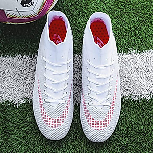 FGCVX Men's Soccer Cleats Athletic Soccer Boots Sneaker Turf Football Shoes Firm Ground White