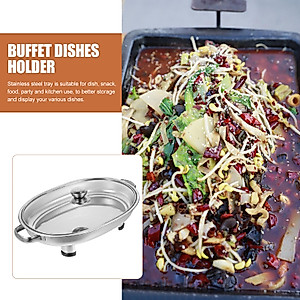 Stainless Steel Buffet Serving Dish Buffet Server Dish Buffet Snack Tray Food Plate for Buffet Stainless Steel Serving Tray Kitchen Food Holder Buffet Foods Holder Buffet Plates